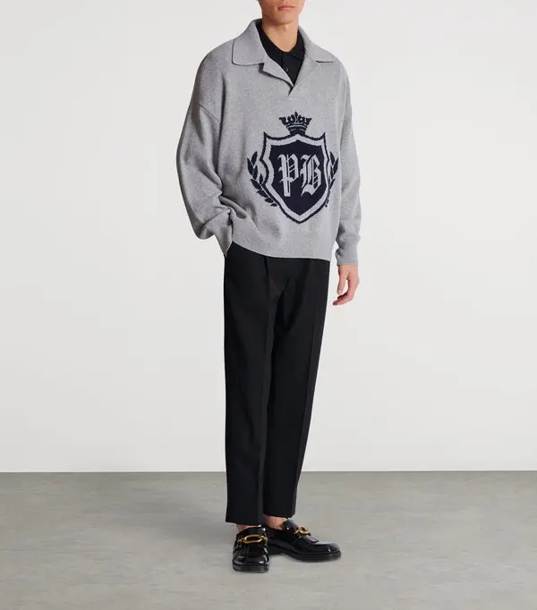 Balmain Cashmere-virgin Wool Polo Sweatshirt