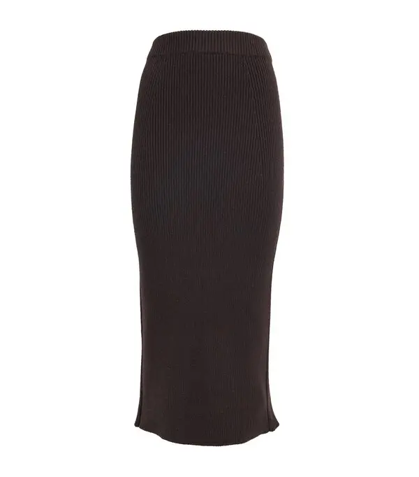 Johnstons Of Elgin Cashmere-blend Ribbed Midi Skirt