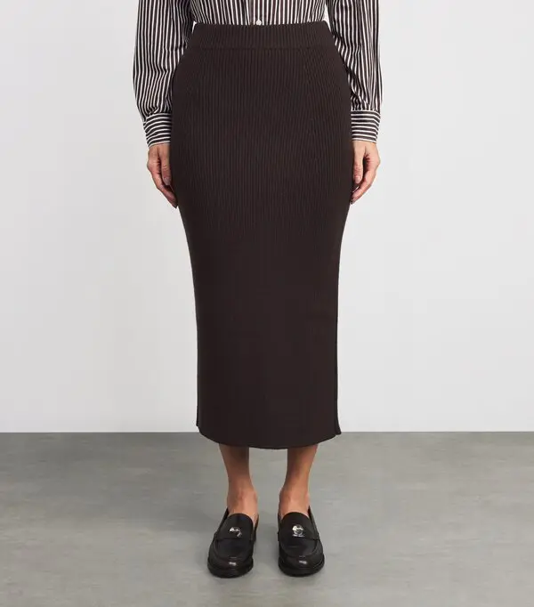 Johnstons Of Elgin Cashmere-blend Ribbed Midi Skirt