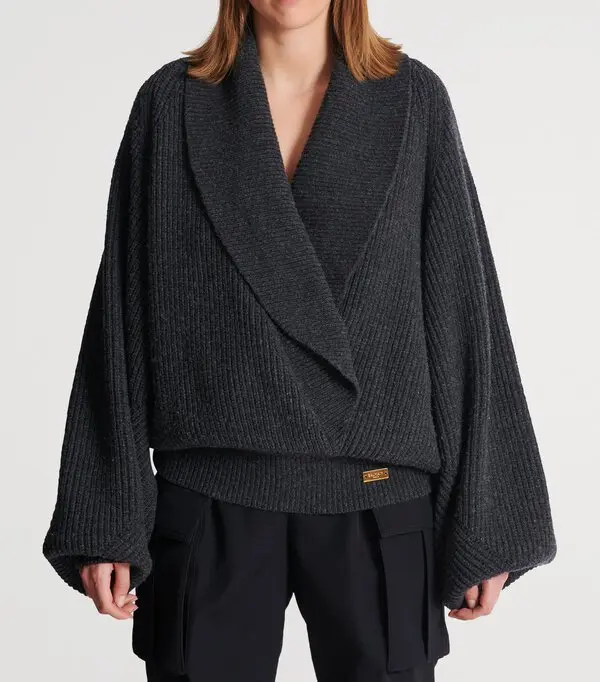 Balmain Wool Oversized Wrap Sweater