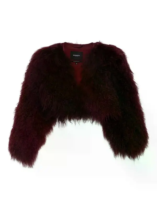 Retrofete Cropped Fur Jacket - Red