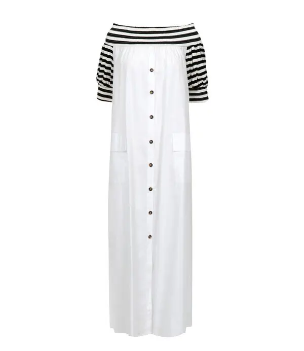 KAOS Cotton Dress With Stripe Detail