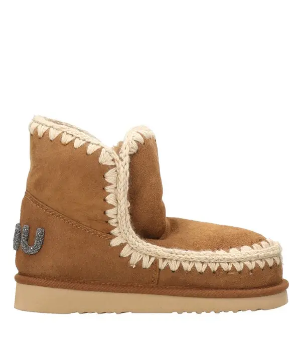 Mou Boots With Crocheted Wool Details - Brandy