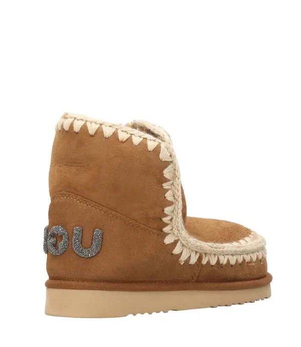 Mou Boots With Crocheted Wool Details - Brandy