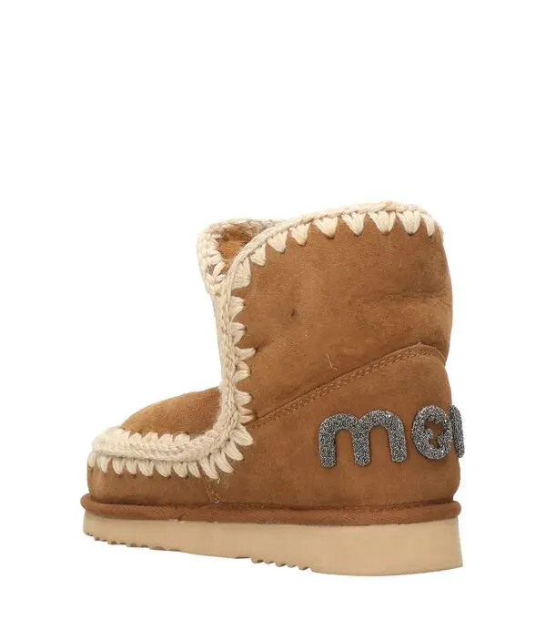 Mou Boots With Crocheted Wool Details - Brandy