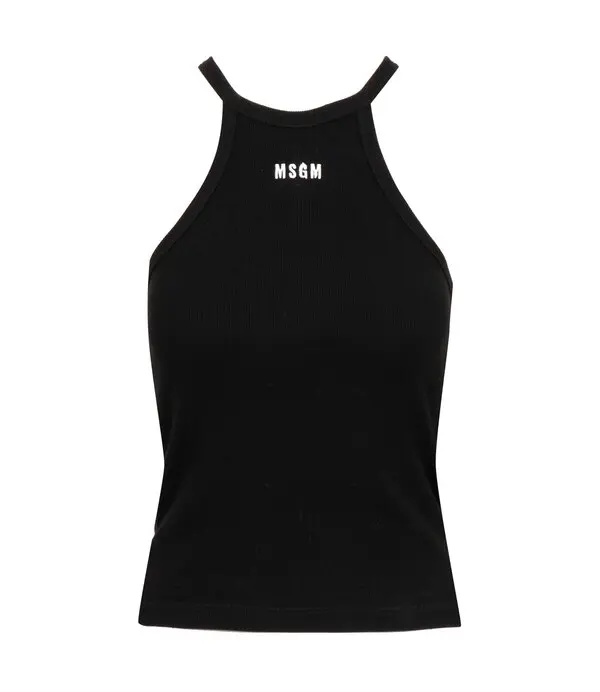 MSGM Ribbed Cotton Top - Black