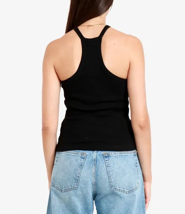 MSGM Ribbed Cotton Top - Black