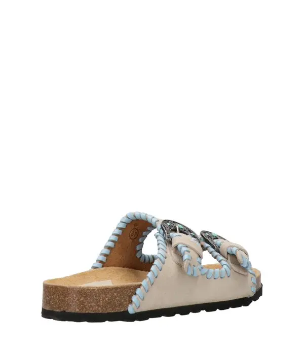 TAJI Suede Sandals - Panna+celeste