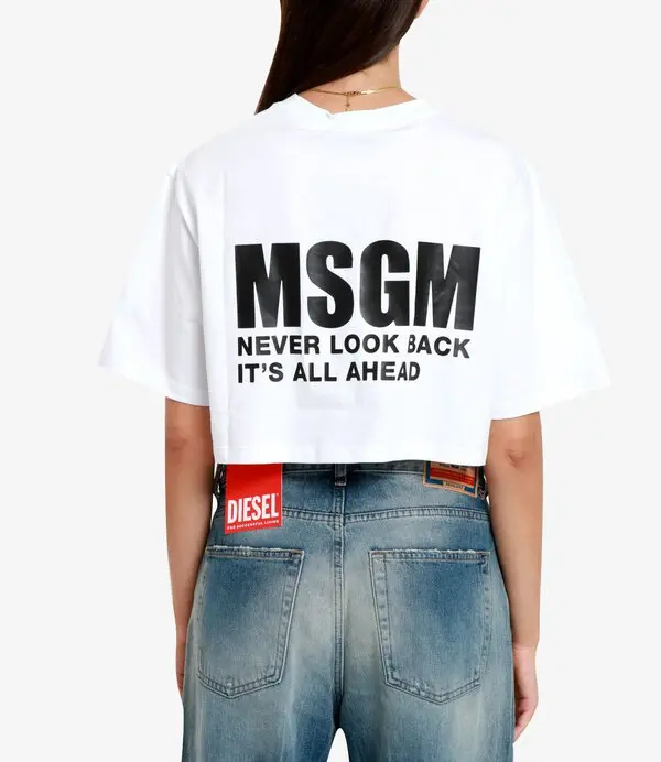 MSGM Cotton Cropped T-shirt