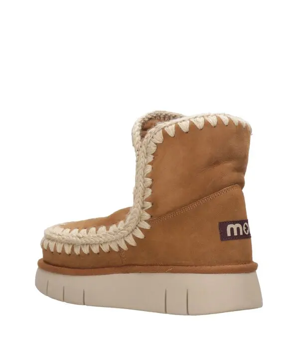 Mou Boots With Crocheted Wool Details - Brandy