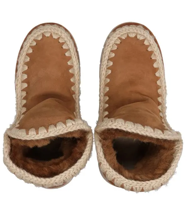 Mou Boots With Crocheted Wool Details - Brandy