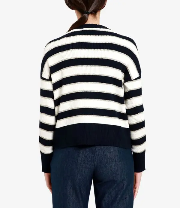 PENNY BLACK Striped Sequin-embellished Sweater