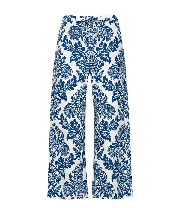 Max Mara Patterned Cropped Trousers - Sabbia+blu Navy