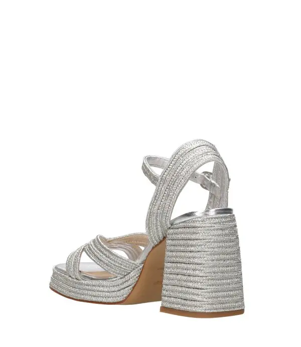 CastaÑer Platform Heeled Sandals - Silver
