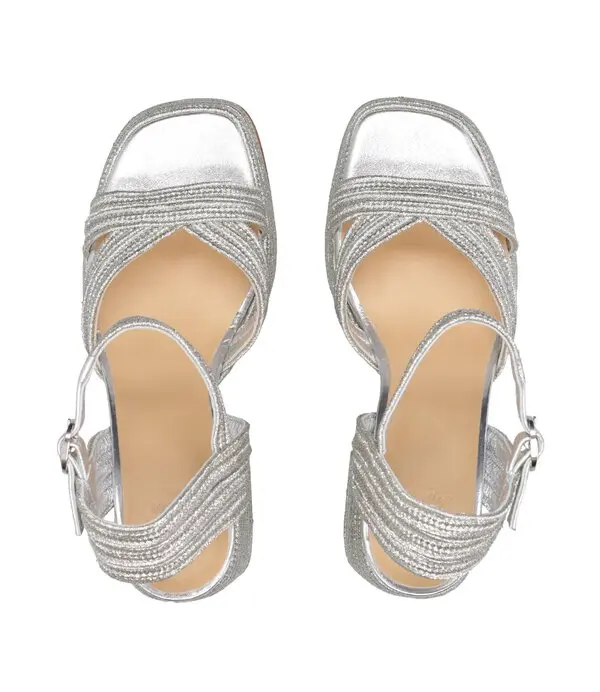 CastaÑer Platform Heeled Sandals - Silver