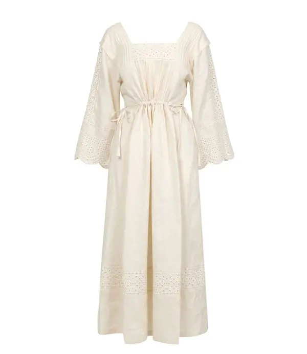 Max Mara Linen Dress With Sangallo Lace