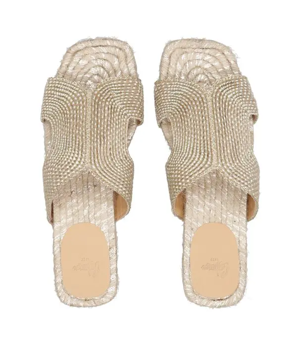 CastaÑer Metallic Woven Flat Slides