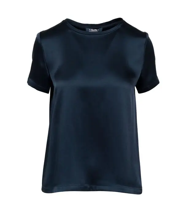 Max Mara Viscose Blend Satin Top - Blue