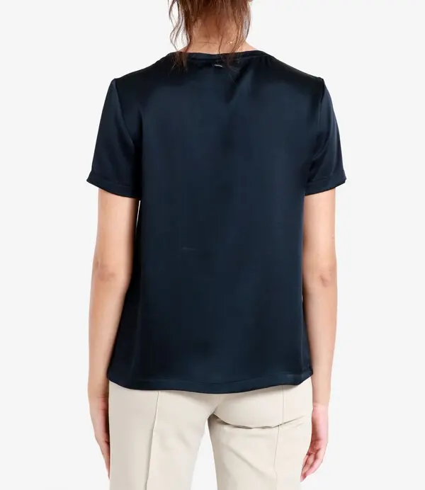 Max Mara Viscose Blend Satin Top - Blue