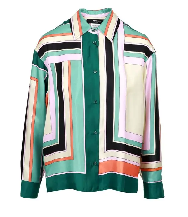 Max Mara Geometric Print Silk Twill Shirt