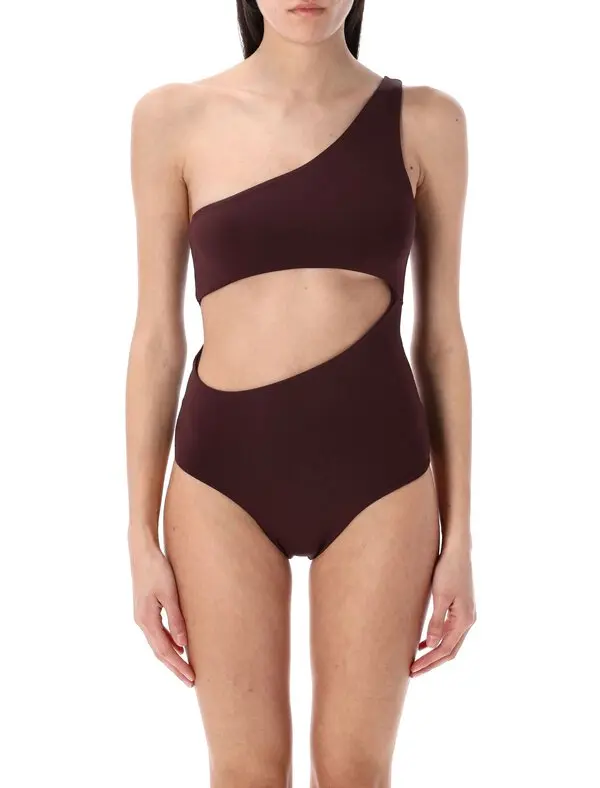 Magda Butrym One-shoulder Cut-out Swimsuit - Brown