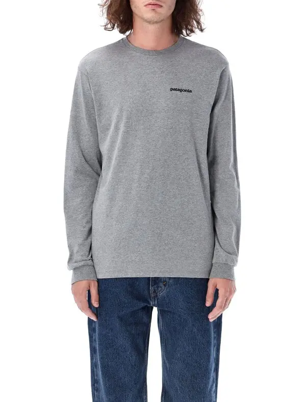 Patagonia Cotton-blend Long-sleeved P-6 Logo Responsibili-tee - Grey