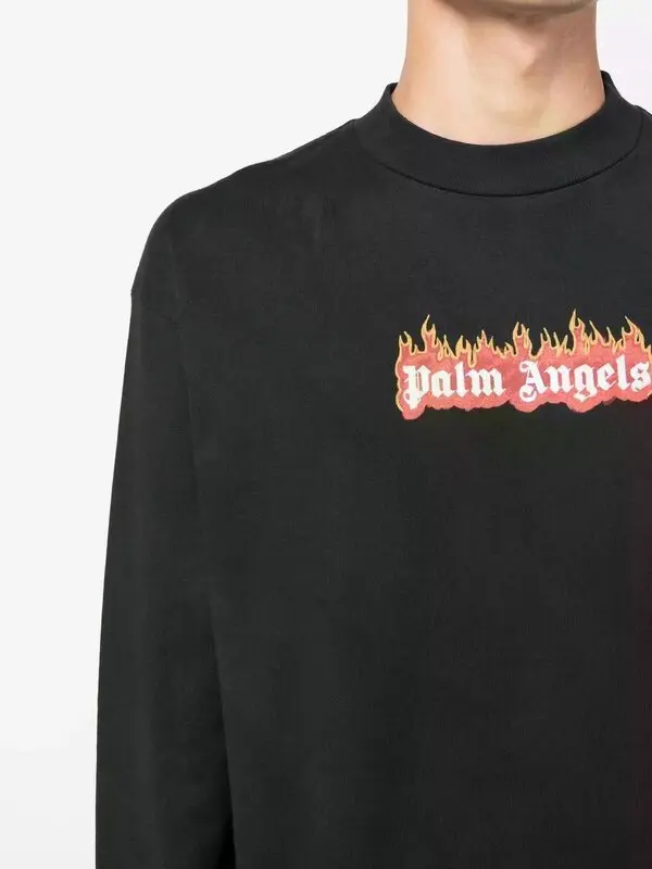 Palm Angels Burning Logo-print Long-sleeve T-shirt