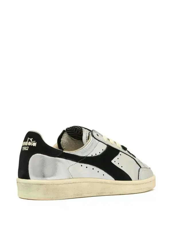 DIADORA Metallic Leather Panel Sneakers - Silver