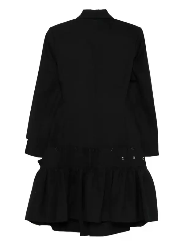 Rokh Button-detailed Coat With Ruffle Hem - Black