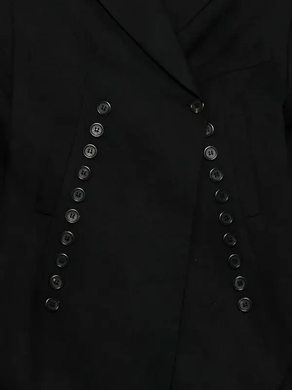 Rokh Button-detailed Coat With Ruffle Hem - Black
