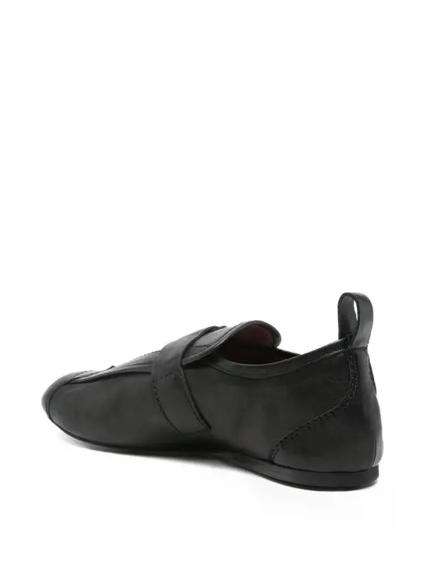Plan C Buckle-strap Leather Sneakers - Black