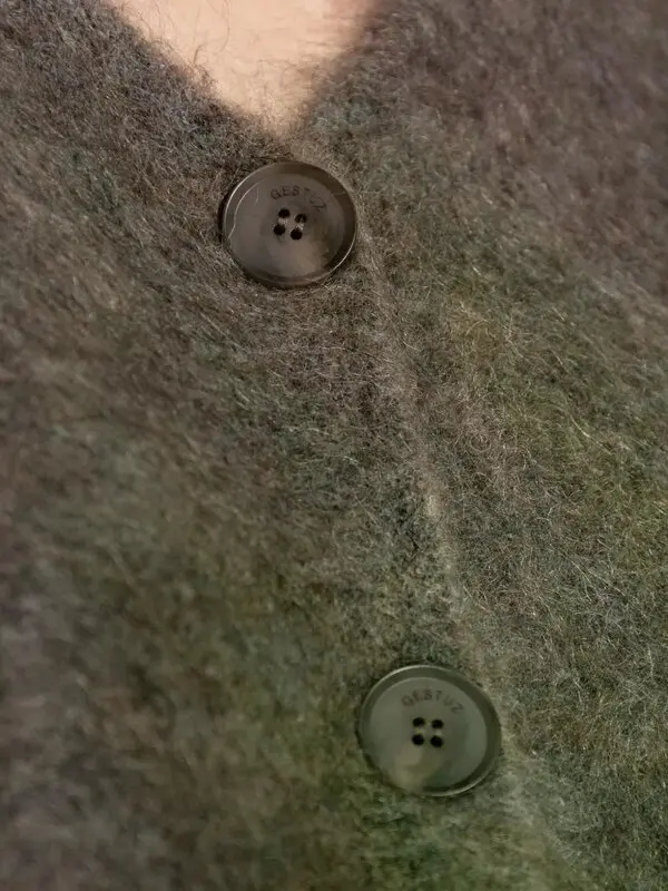 GESTUZ Button-front Fluffy Cardigan