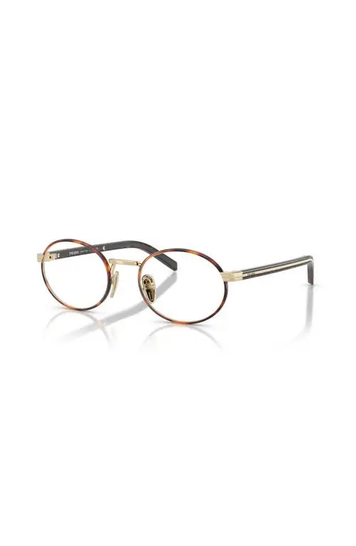 Prada 52mm Oval Optical Glasses - Tortoise