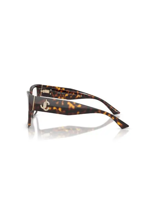 JIMMY CHOO Square Frame Acetate Eyeglasses With Strass Detail - Tortoise