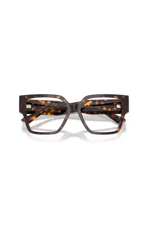 JIMMY CHOO Square Frame Acetate Eyeglasses With Strass Detail - Tortoise
