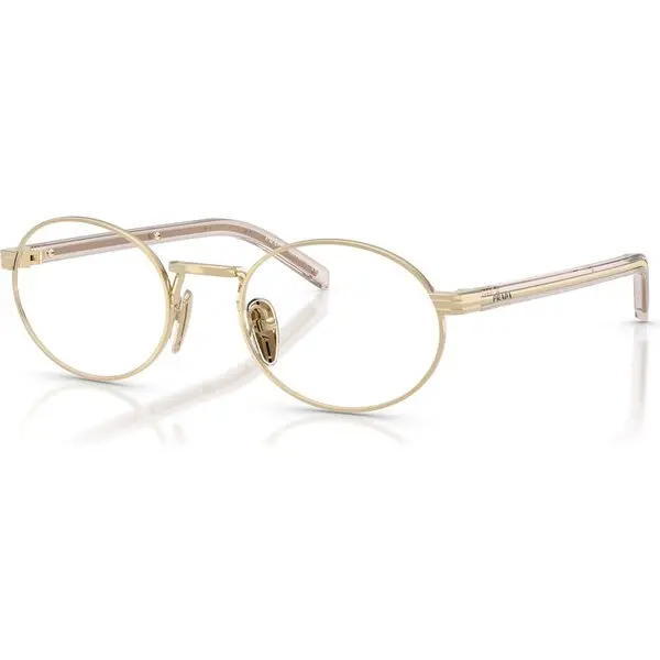 Prada 49mm Full Rim Oval Eyeglasses - Gold