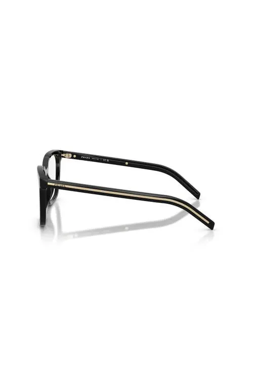 Prada 53mm Rectangle Full Rim Eyeglasses - Black