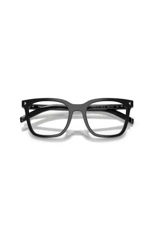 Prada 53mm Rectangle Full Rim Eyeglasses - Black