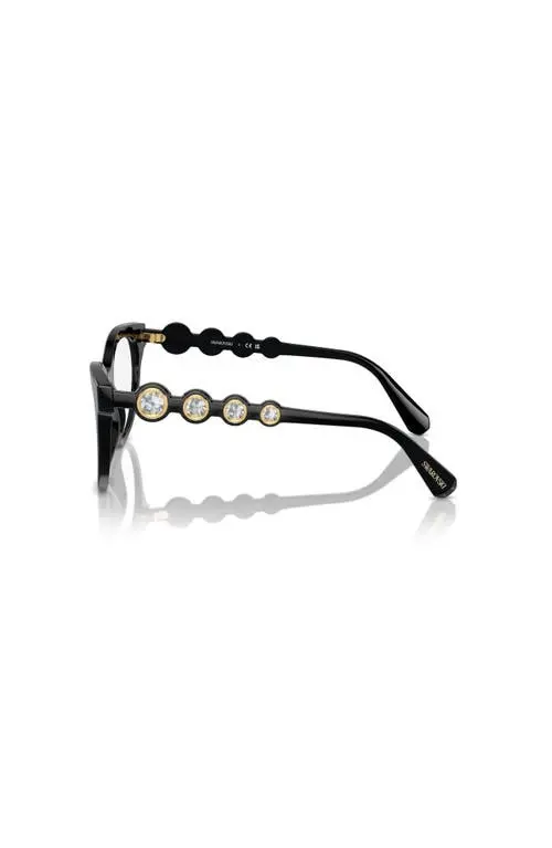 SWAROVSKI Acetate Round Eyeglasses With Embellished Detailing - Black