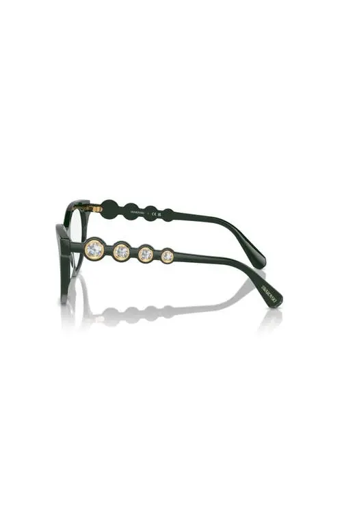 SWAROVSKI 52mm Round Eyeglasses - Green