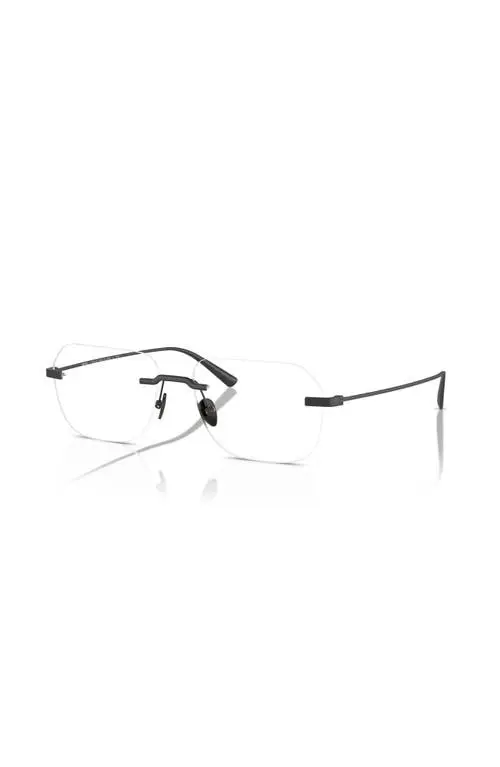 FERRARI 57mm Rectangle Rimless Optical Glasses - Black