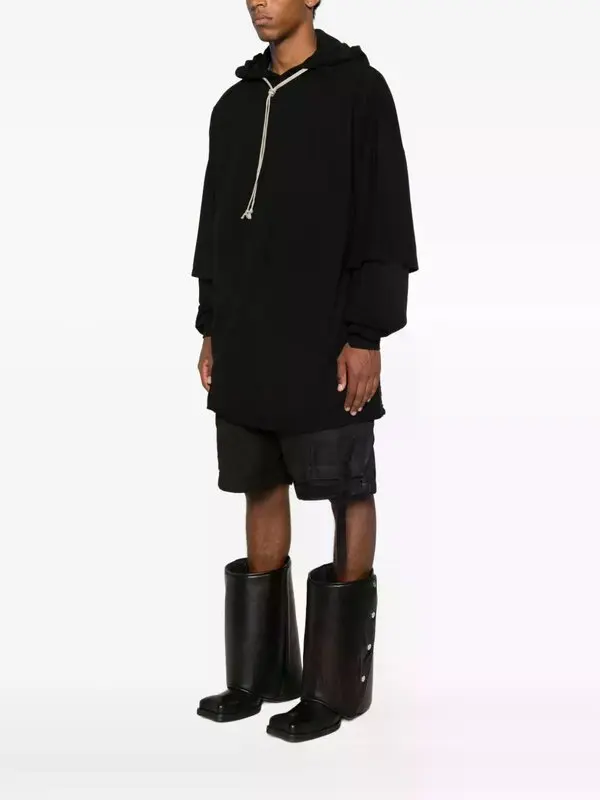 Rick Owens Tommy Layered Drawstring Hoodie