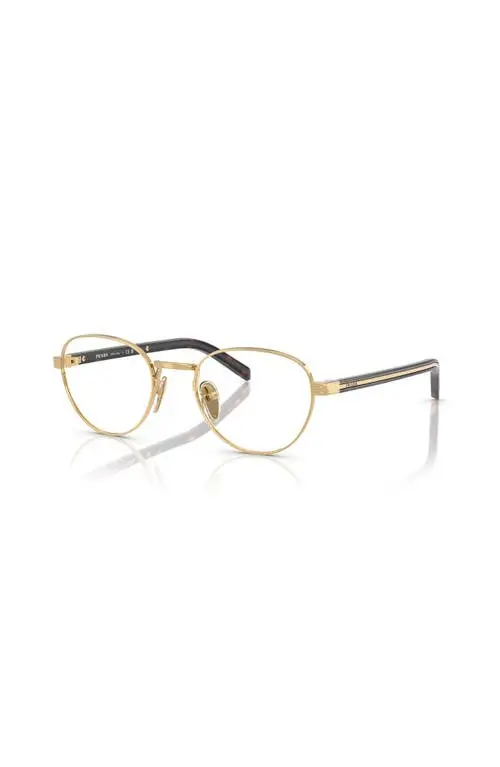 Prada 51mm Round Eyeglasses - Gold