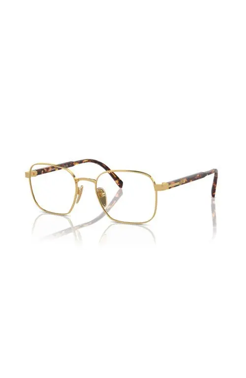 Prada 51mm Rectangle Optical Glasses - Gold