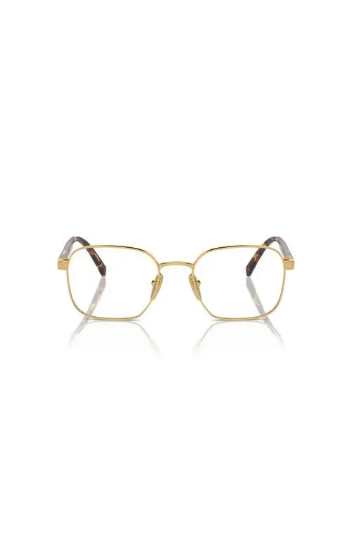 Prada 51mm Rectangle Optical Glasses - Gold