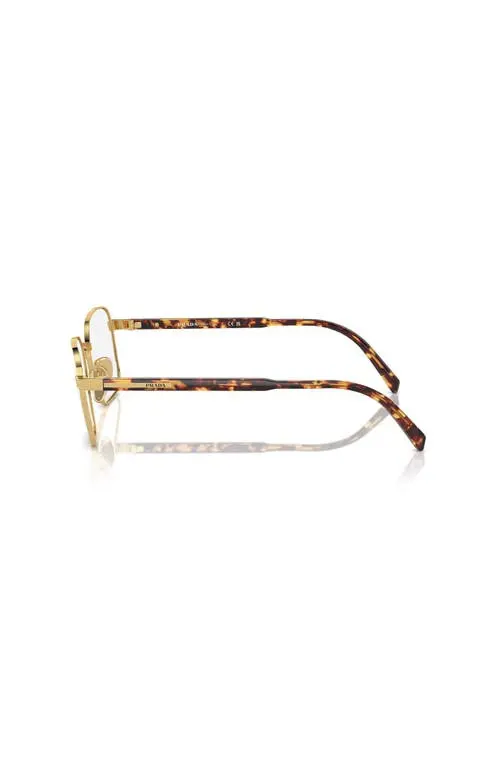 Prada 51mm Rectangle Optical Glasses - Gold