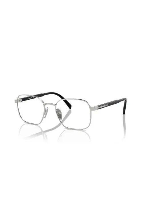 Prada 51mm Rectangle Optical Glasses - Silver