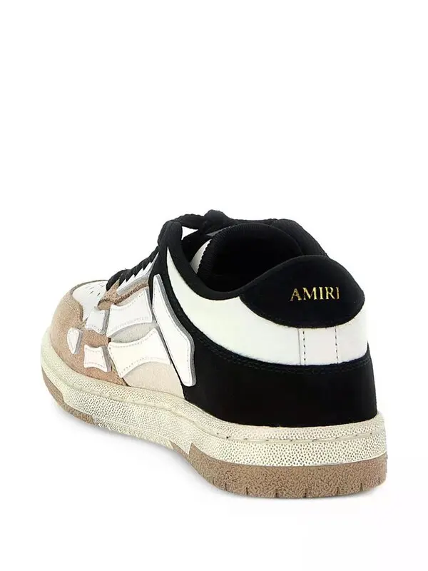 Amiri Distressed Skel Leather Sneakers - Neutrals