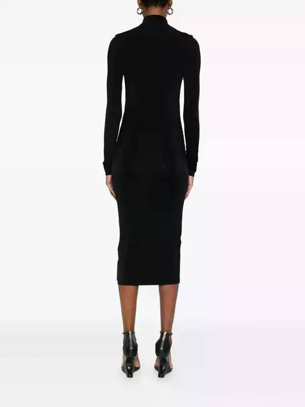 Off-White Off Stamp Ruched Midi Dress