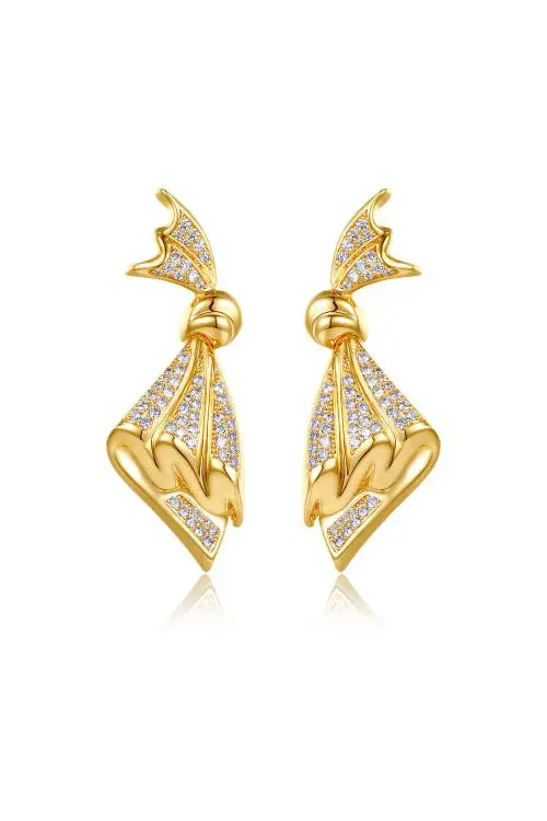 CLASSICHARMS Oversized Cubic Zirconia Pavé Butterfly Dangle Earrings - Gold